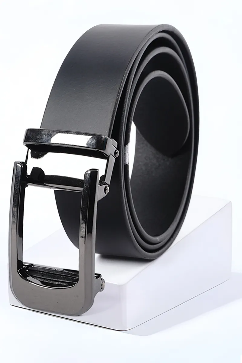 Men's Solid Auto Lock Leather Belt